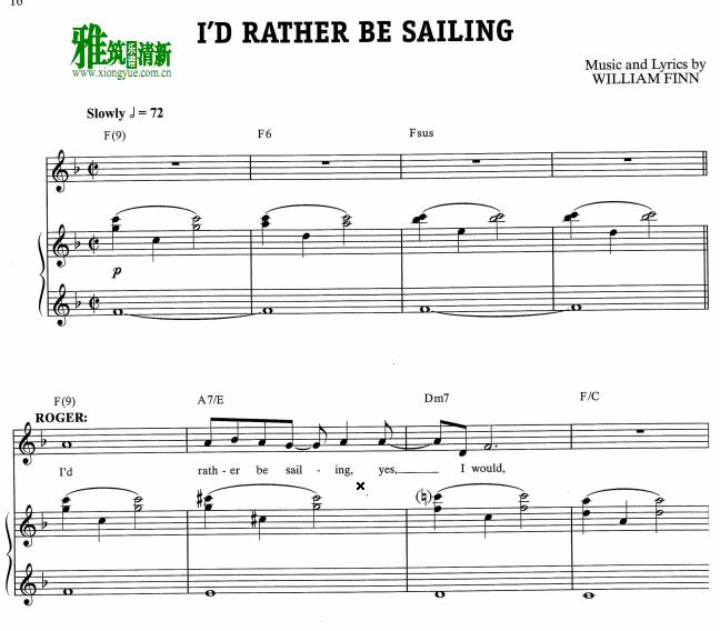I'd Rather Be Sailing钢琴伴奏谱
