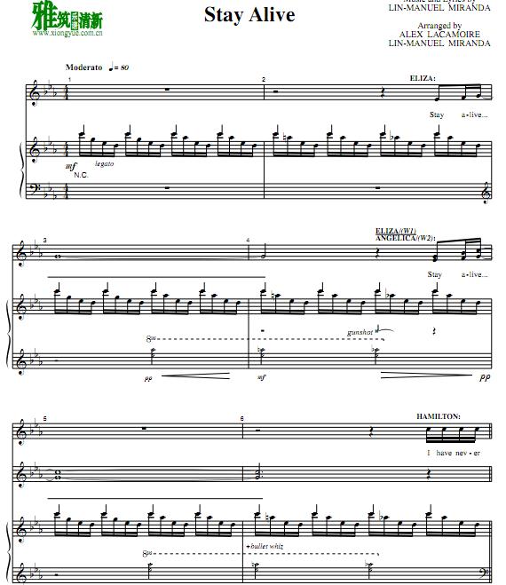 汉密尔顿Hamilton - stay alive 歌谱 正谱 钢琴伴奏谱 - 找教案个人博客