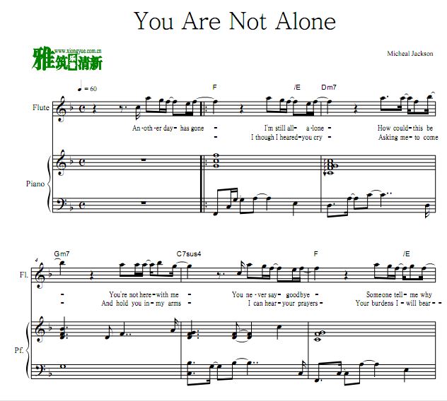 迈克尔·杰克逊 You Are Not Alone 长笛钢琴谱 - 找教案个人博客